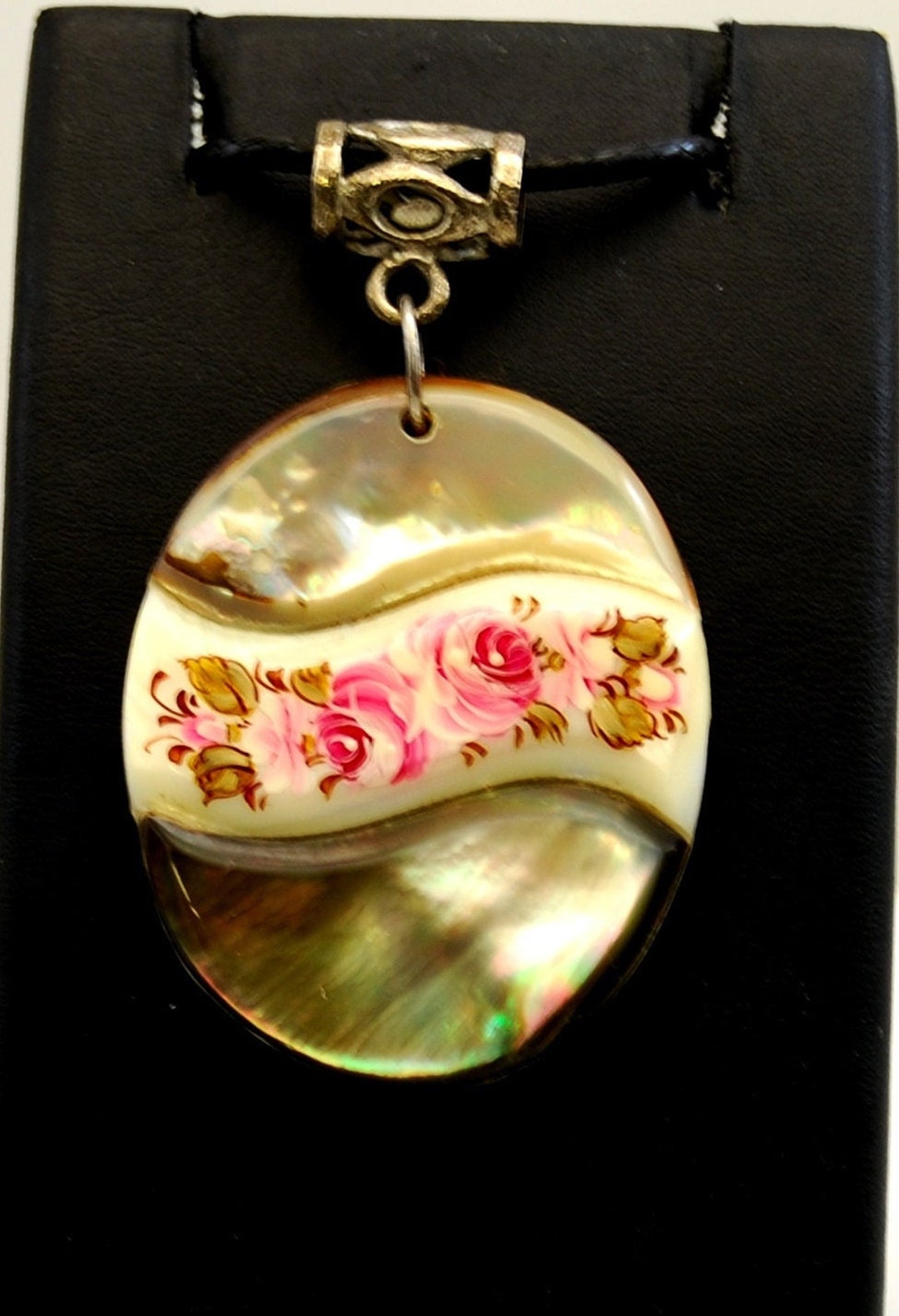 Pearly Pendant / Copy of the Painting Alphons Mucha / Roses / Hand ...