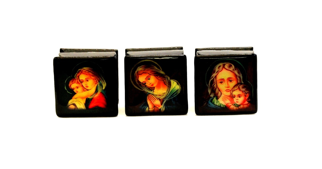 Lacguer Religious Mini Box / Catholic Icon / Set of 3 Pcs / Mother of ...