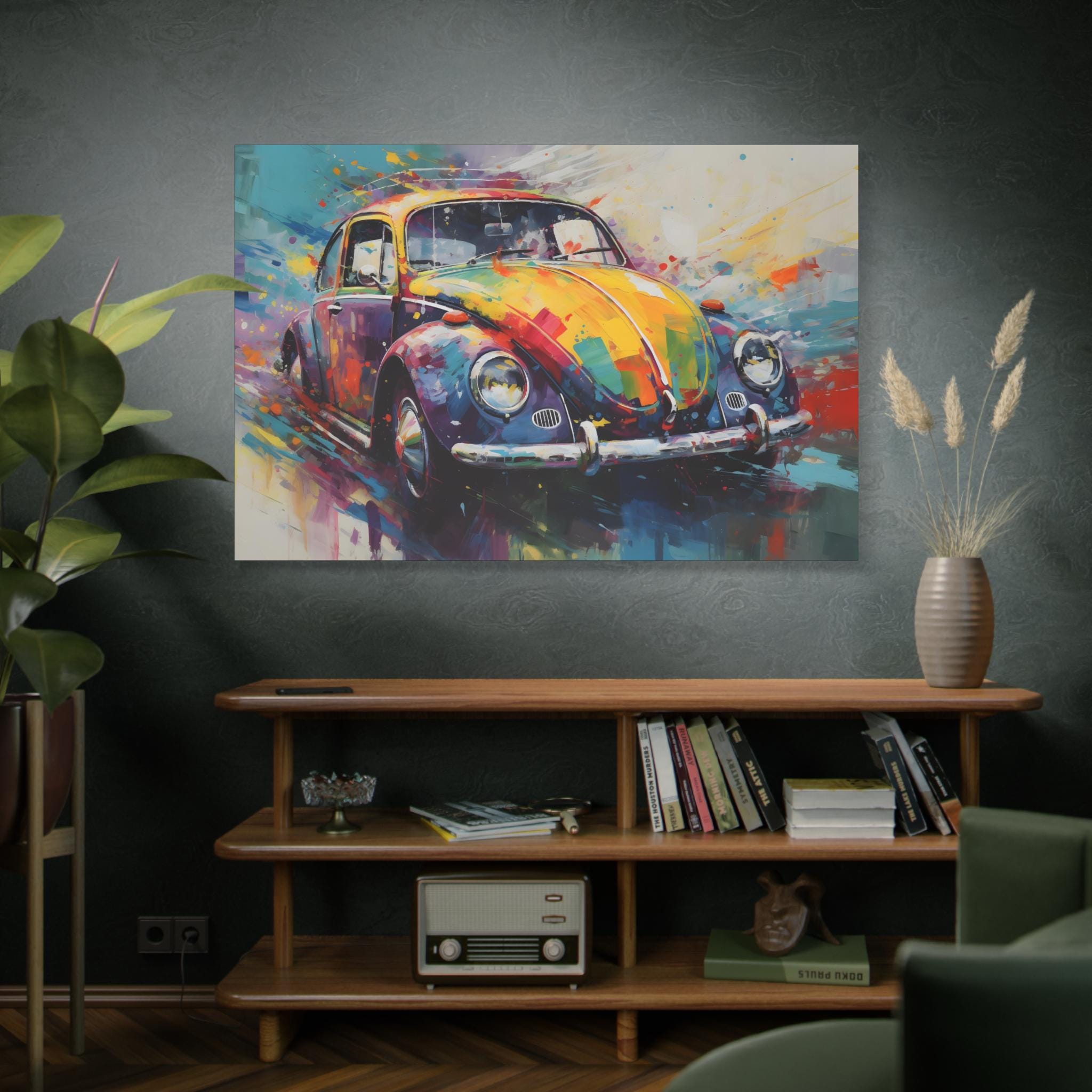Colorful Vintage Beetle Canvas, Stretched Matte Automotive Wall Art - Etsy