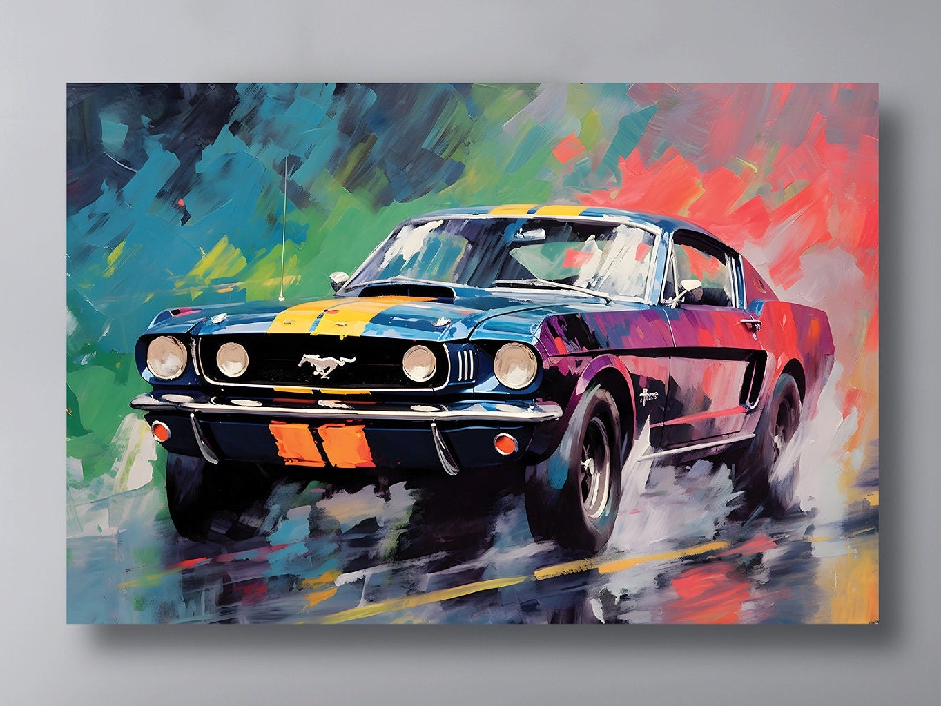Ford Mustang GT Art Car Gallery Canvas Wrap Prints Muscle Car Poster ...