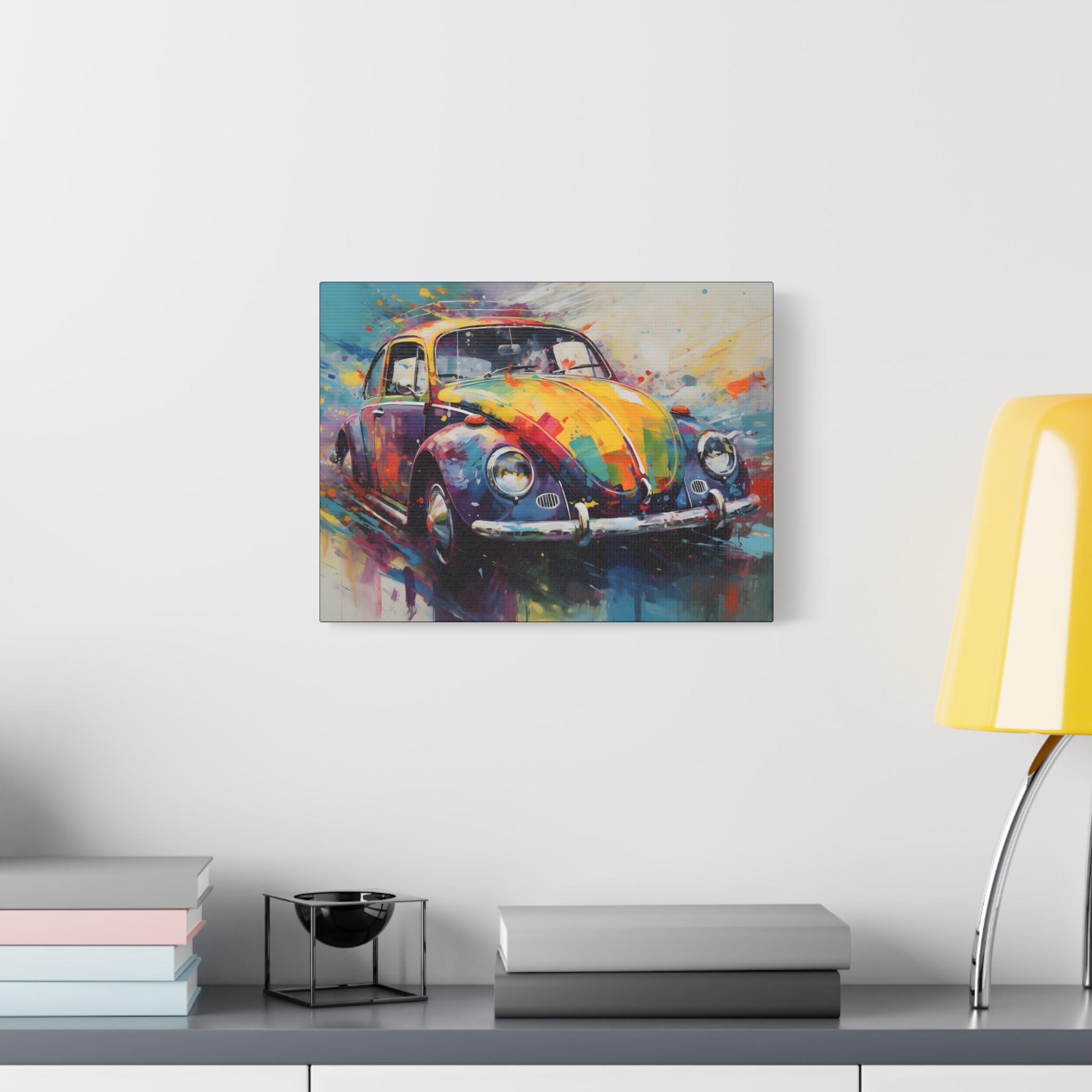 Colorful Vintage Beetle Canvas, Stretched Matte Automotive Wall Art - Etsy
