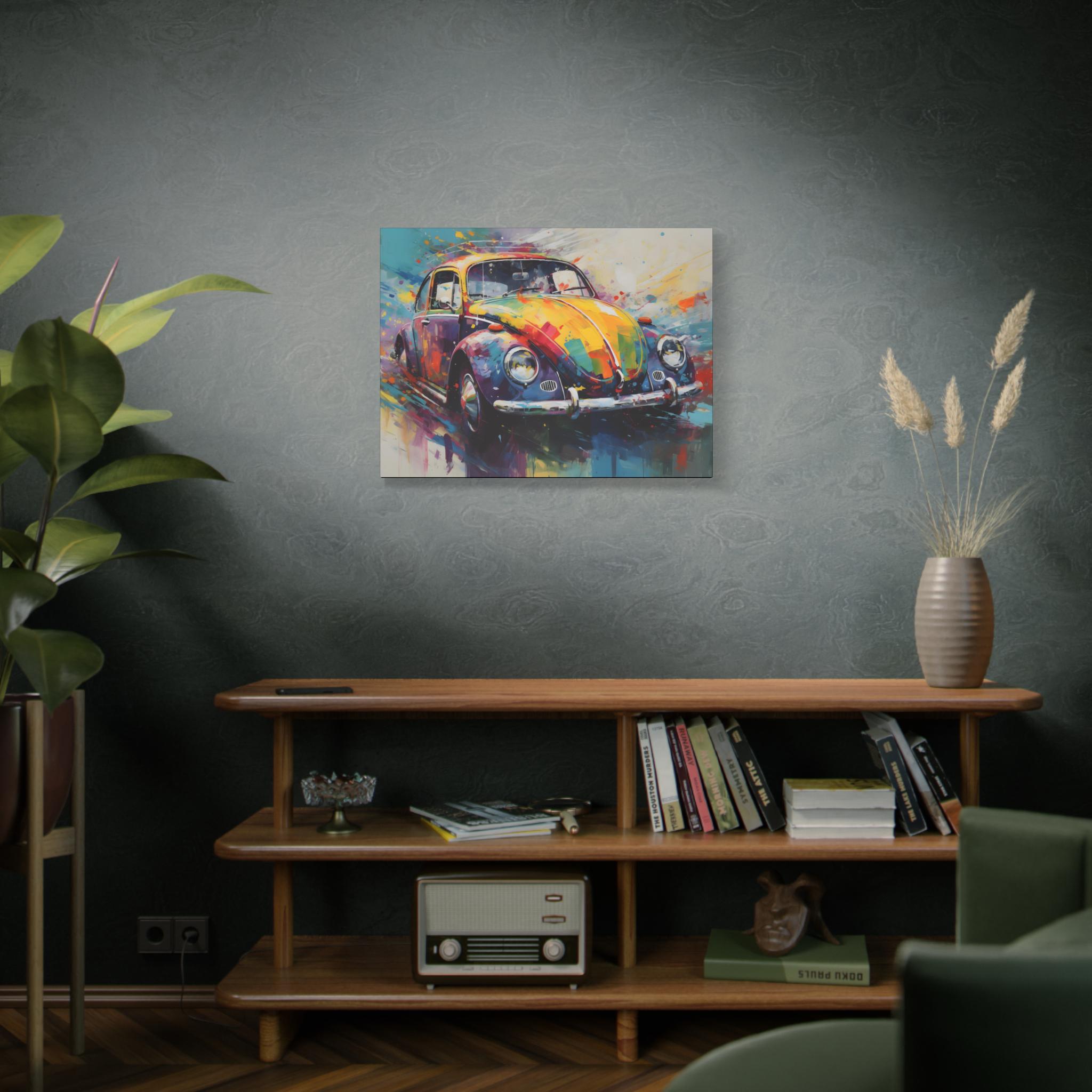 Colorful Vintage Beetle Canvas, Stretched Matte Automotive Wall Art - Etsy