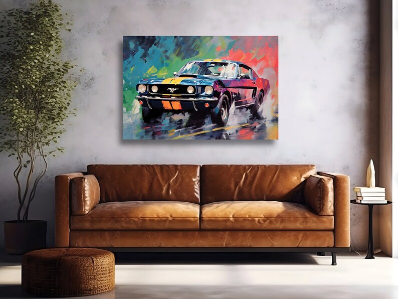 Ford Mustang GT Art Car Gallery Canvas Wrap Prints Muscle Car Poster ...