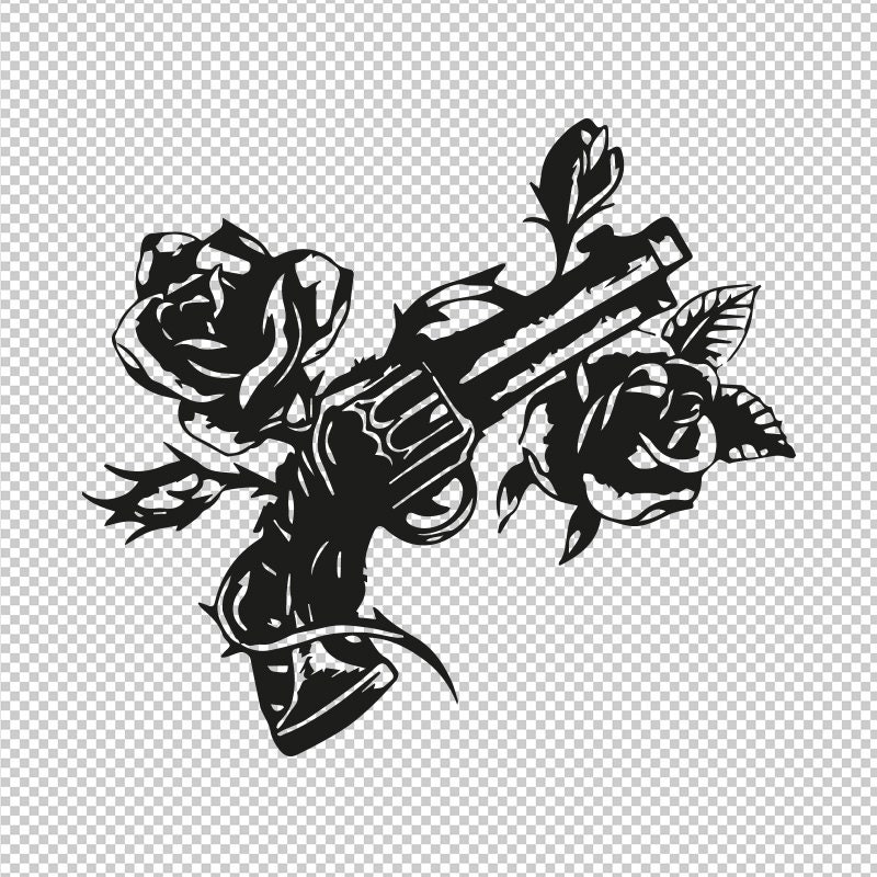 Gun and Roses Clipart, SVG, PNG, EPS (digital File) - Etsy Canada
