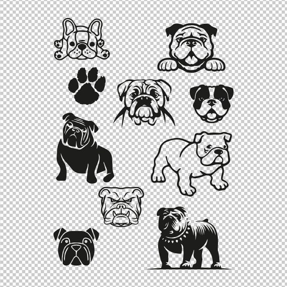Bulldog Dog Bundle Collection SVG PNG EPS File for Cricut | Etsy