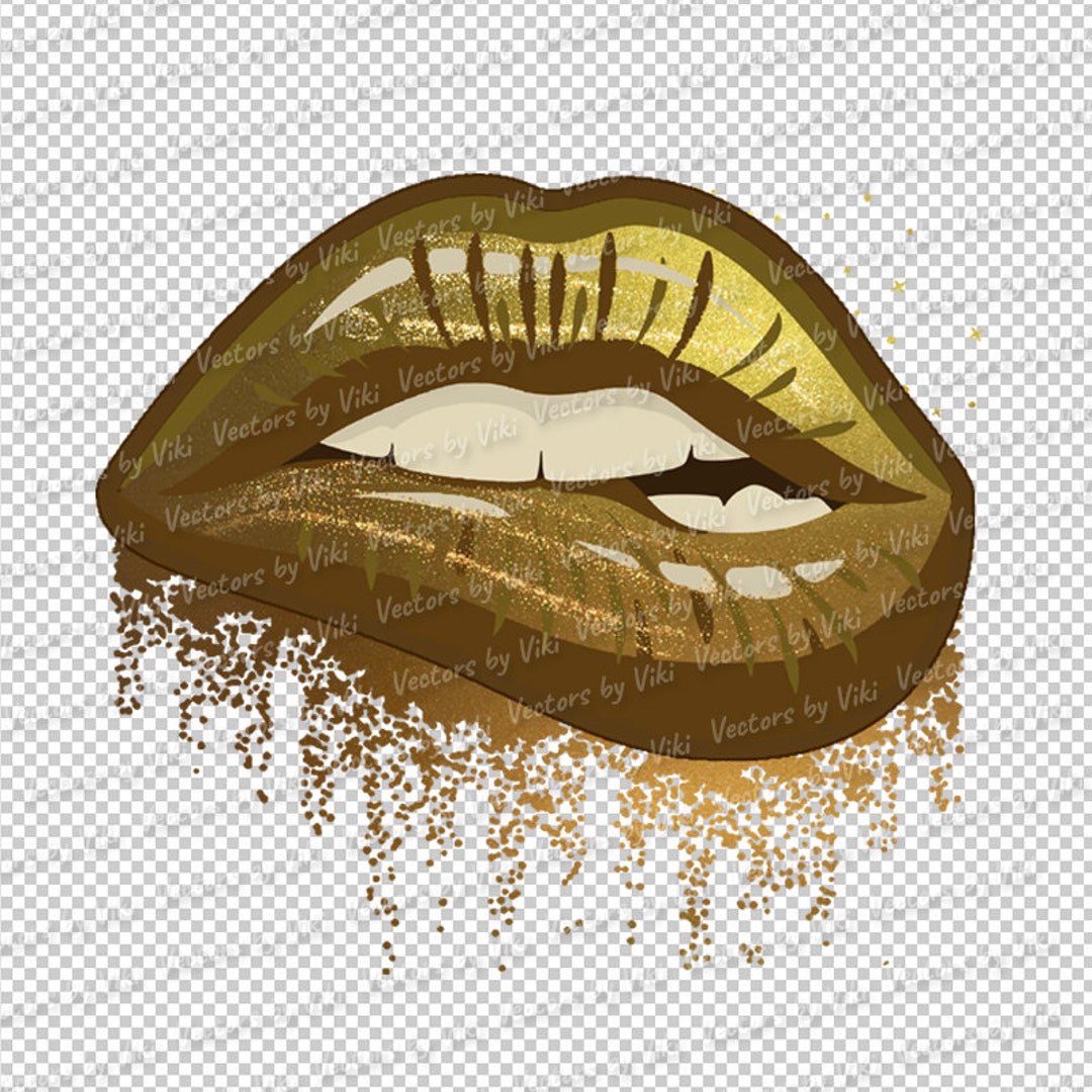 Biting Lips Mouth Gold Dripping JPG, PNG - Digital File - Etsy
