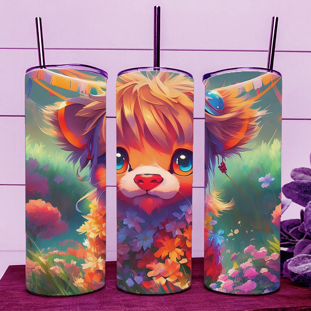 Fantastic Creature Cute Cryptid Highland Cow Skinny Tumbler Wrap 20oz ...