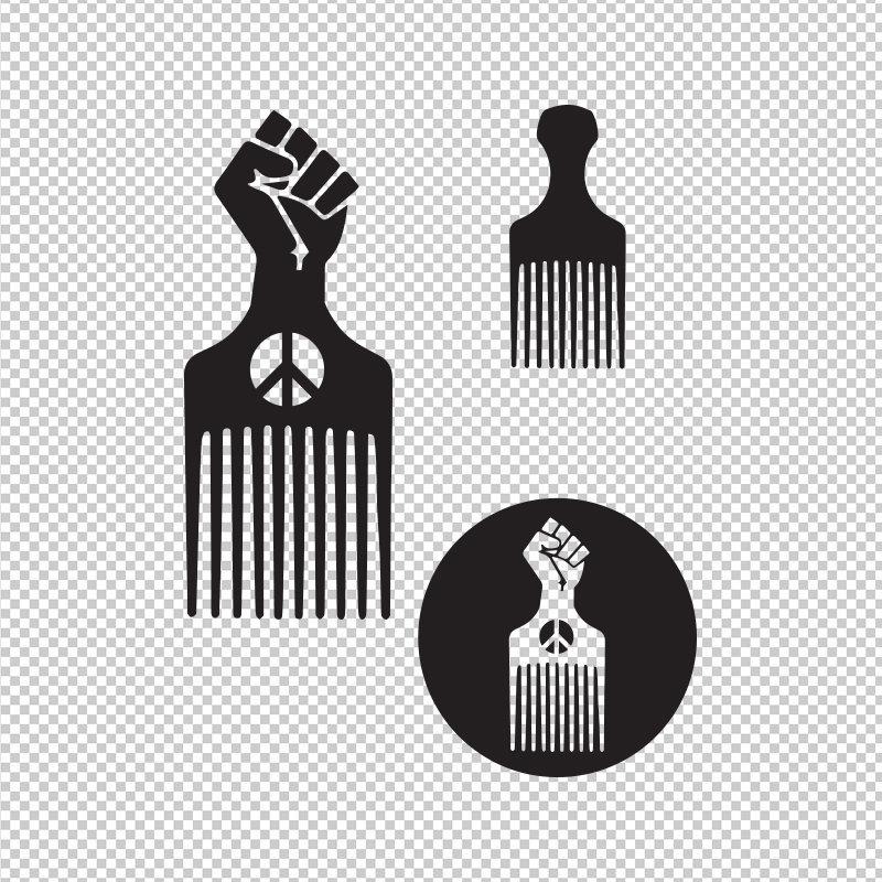 Afro Hair Pick, Black Power Fist, Melanin Bundle Collection SVG, PNG ...