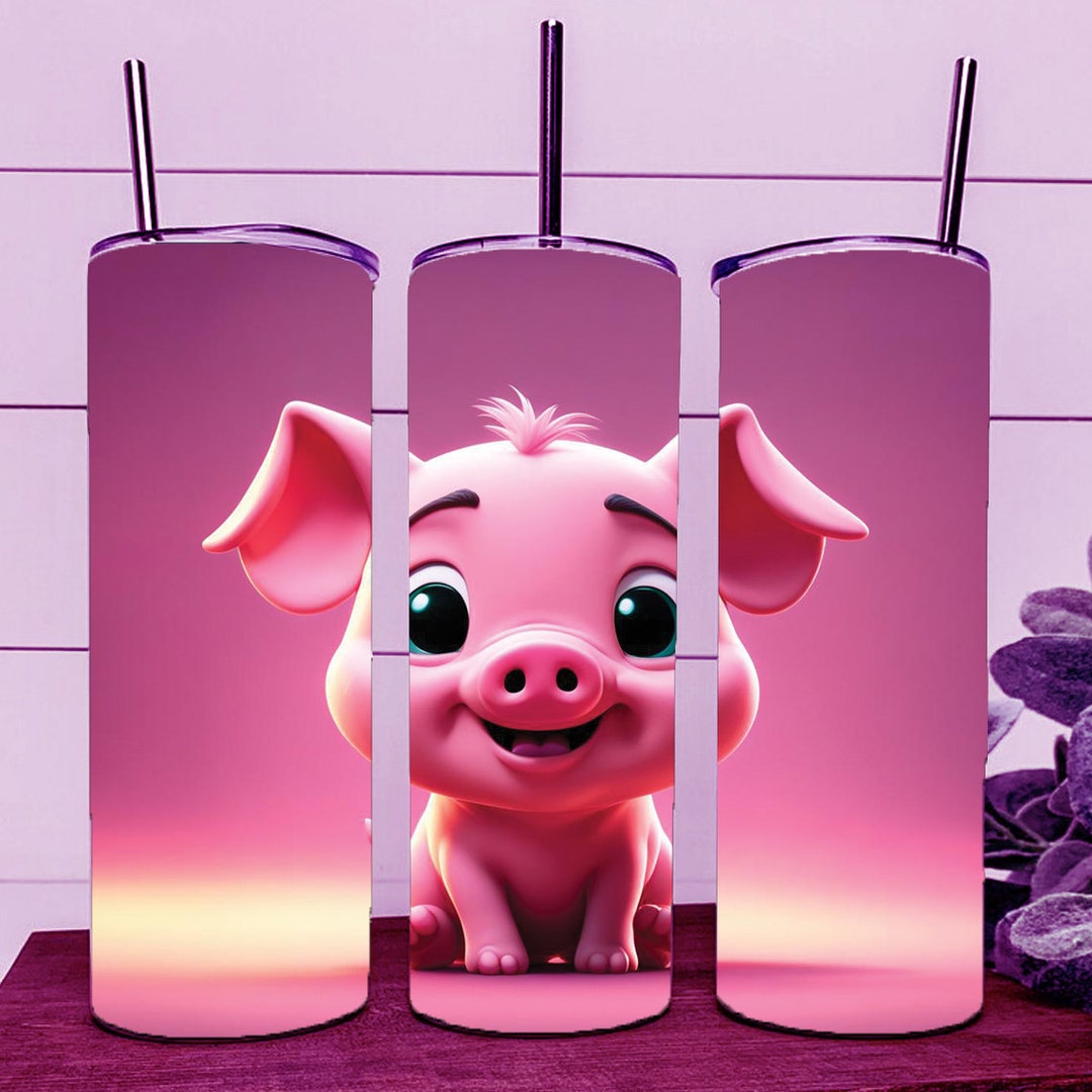 Happy Chibi Piglet Cute Pink Piggy Pig Skinny Tumbler Wrap 20oz ...