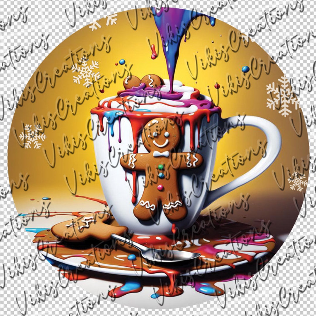Gingerbread Man Coffee Christmas Art Ornament Decoration Sublimation ...