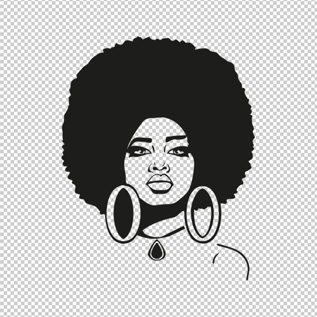 Afro Hair African Woman Face Hoop Earrings, Melanin Queen SVG, PNG, EPS ...