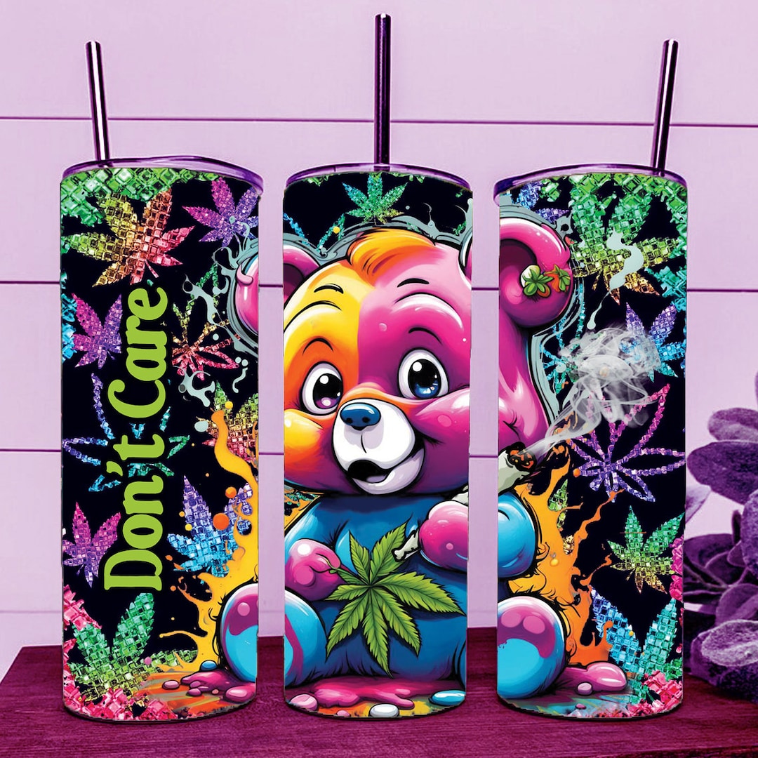 Marijuana Bear 20oz Tumbler Wrap – Weed Joint Sublimation Design ...