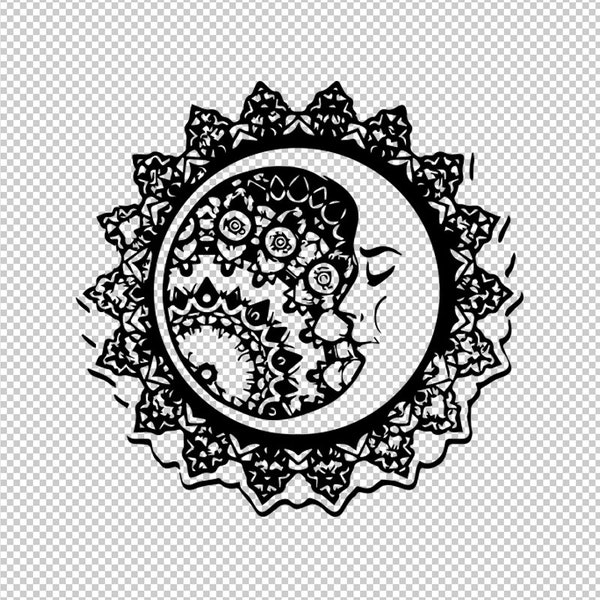 Mandala Moon Svg - Etsy