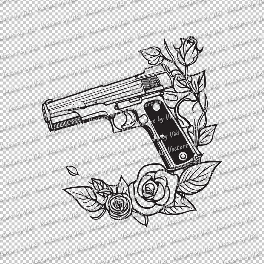 Gun and Roses SVG, PNG, EPS - File for Cricut, Silhouette, Cut Files ...