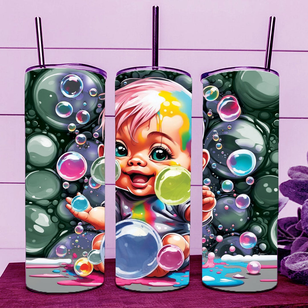 Colorful Chibi Cute Bubble Bath Bubbles Baby Skinny Tumbler Wrap 20oz ...