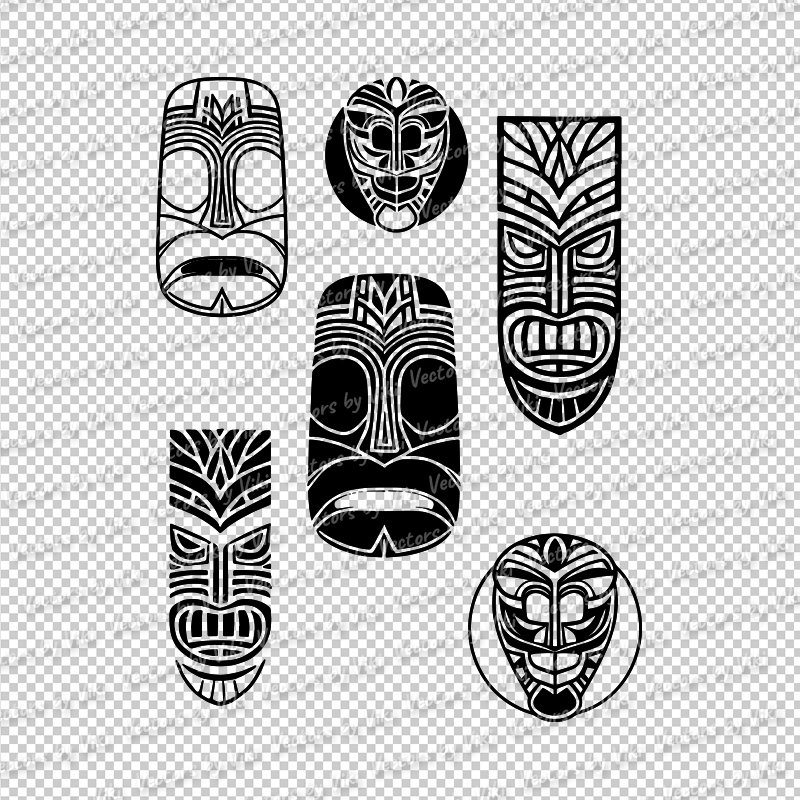 Tiki Mask SVG PNG EPS File for Cricut Silhouette Cut - Etsy