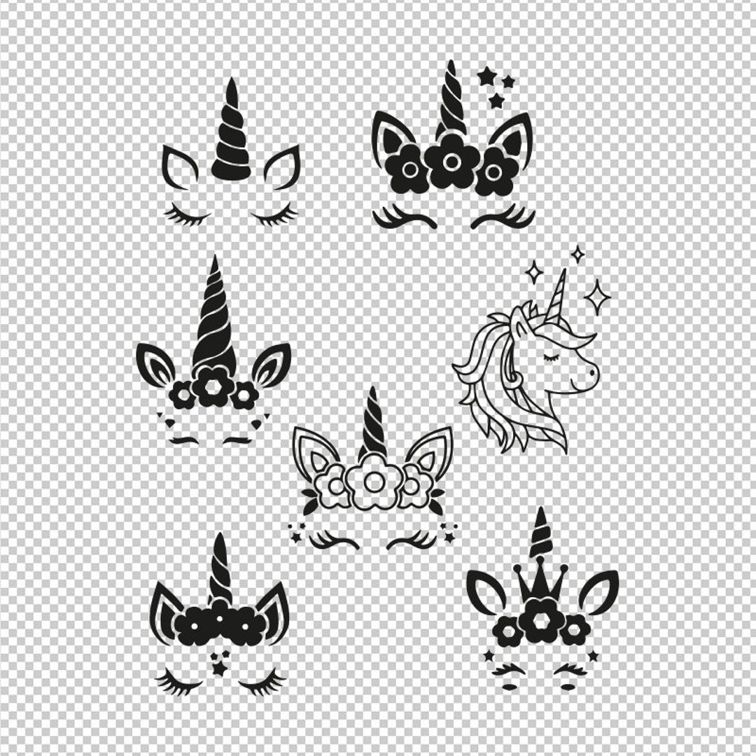 Unicorn Head Face Birthday Collection SVG, PNG, EPS - File for Cricut ...