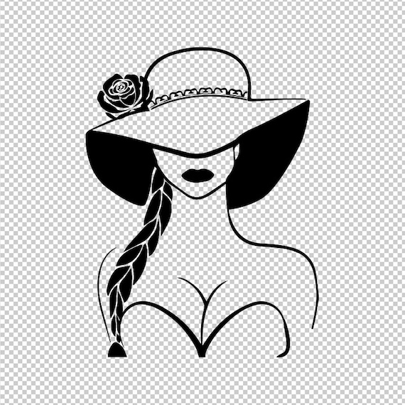 Sexy Woman With Hat and Long Braid SVG PNG EPS File for - Etsy