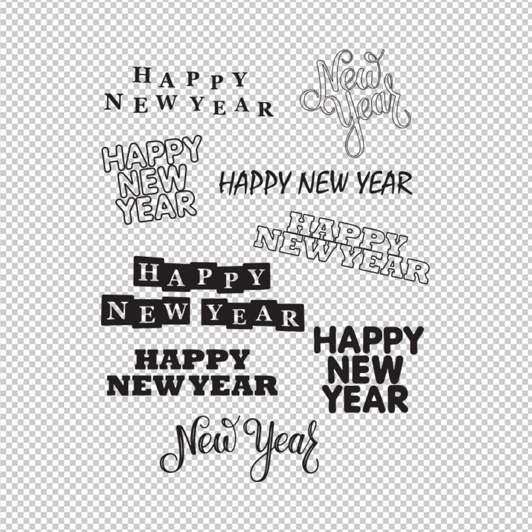 Happy New Year Fonts SVG Bundle, Cricut Silhouette Cut Files (digital ...