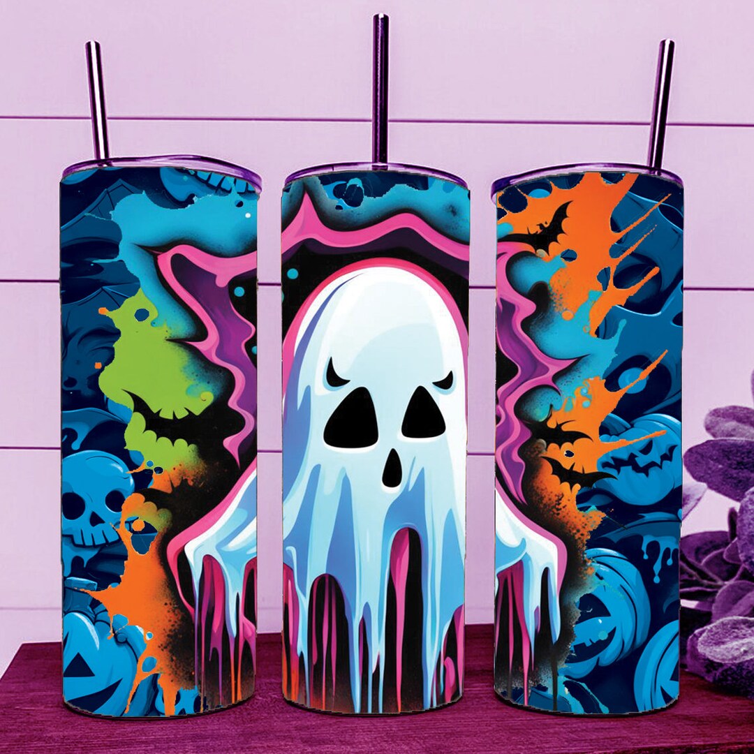 Halloween Colorful Spooky Boo Ghost Skinny Tumbler Wrap 20oz - Etsy