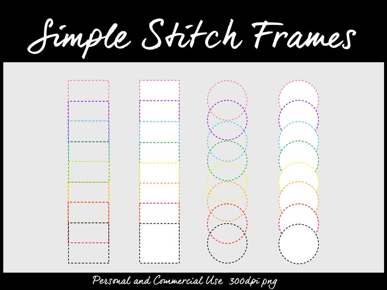 Simple Stitched Frames INSTANT DOWNLOAD Digital Scrapbook - Etsy