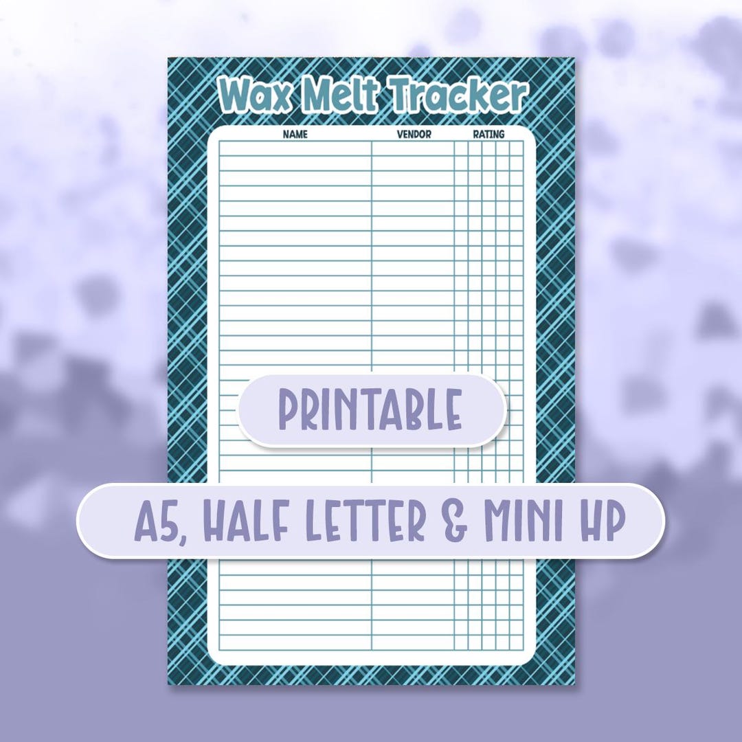 Printable Wax Melt Tracker Plaid Planning, Journaling, Etc - Etsy