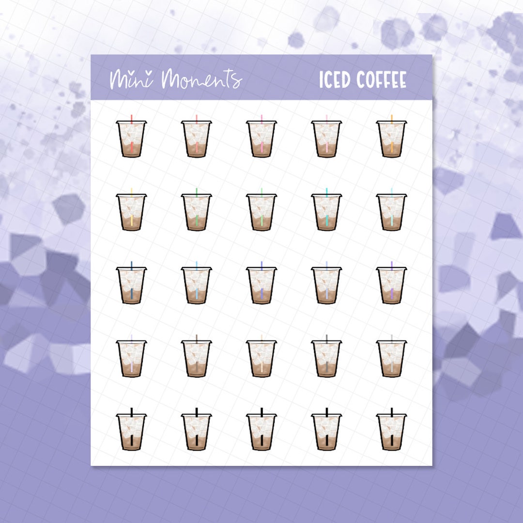 Iced Coffee latte, Macchiato Sticker Icon Fits Most Planners - Etsy