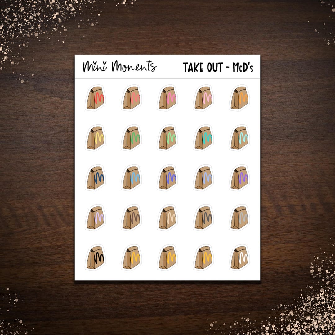 Mcd's Take Out | Sticker Icon | Doodle Sticker | Fits Most Planners - Etsy