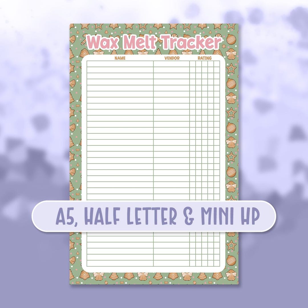 Wax Melting Tracker set of 5 Christmas Cutie Planning, Journaling, Etc ...