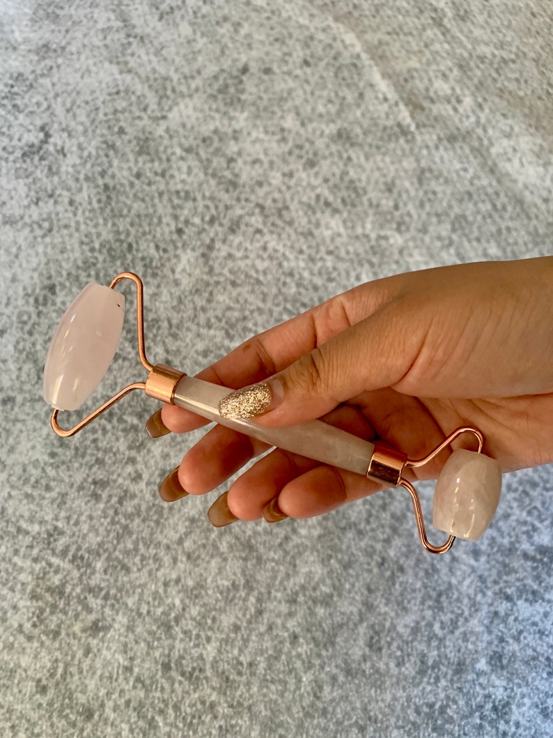 All Natural Rose Quartz Facial Roller / Gemstone Facial Massager - Etsy