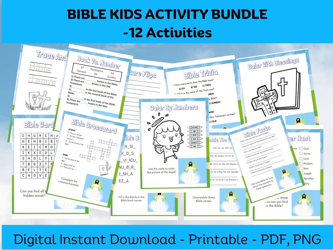 Bible Printables for Kids Activity Bundle | Bible Study Games | Bible ...