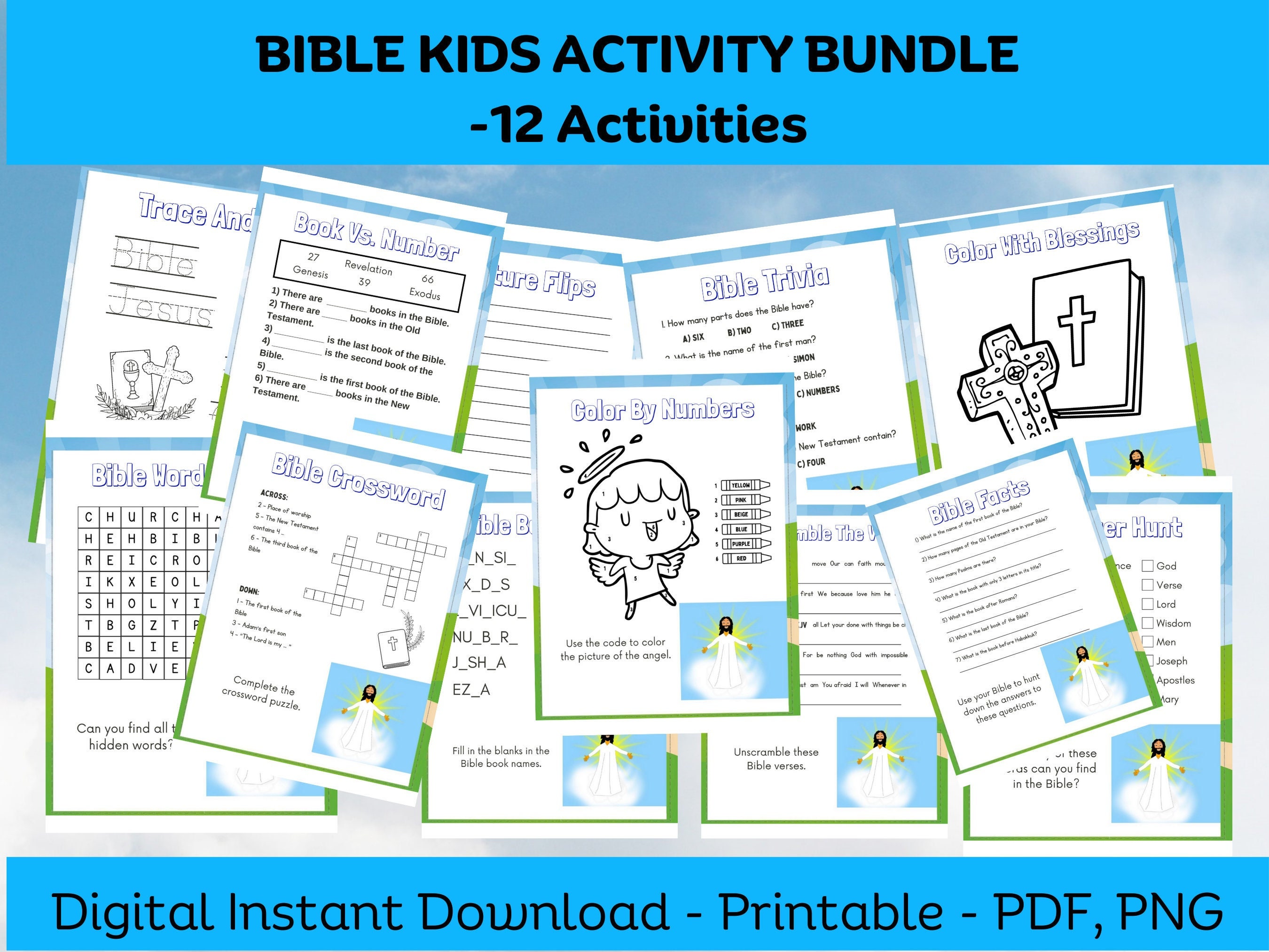 Bible Printables for Kids Activity Bundle Bible Study Games Bible Games ...