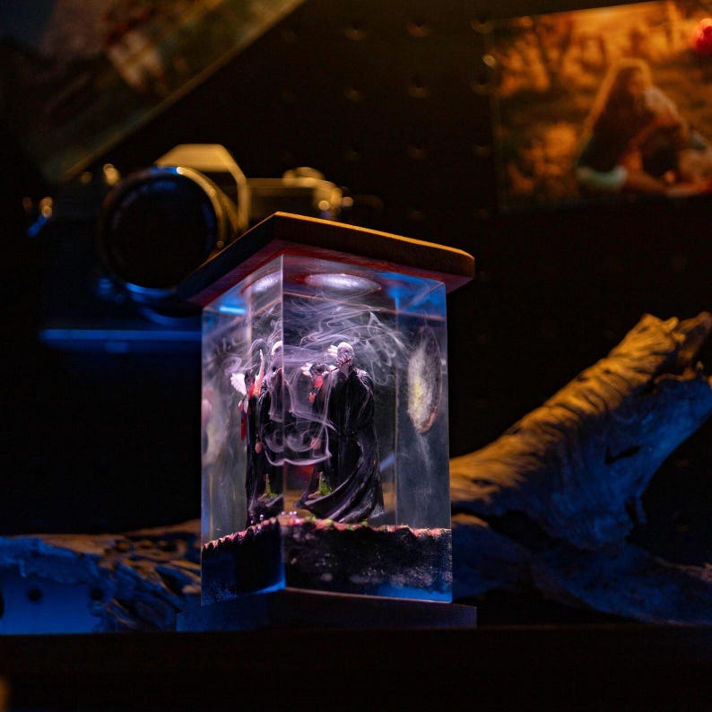 Harry Potter Vs Voldemort Resin Lamp – Handcrafted Magical Duel Night ...