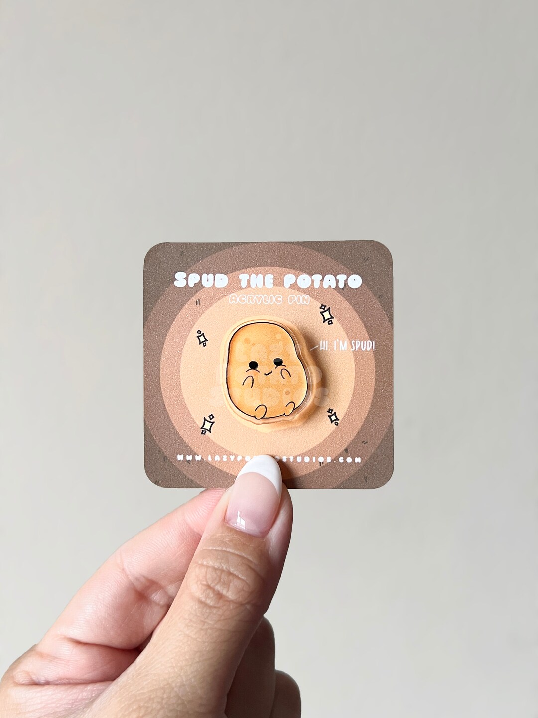 Spud the Happy Potato 0.95 Acrylic Pin, Cute Potato Pin, Kawaii Potato ...