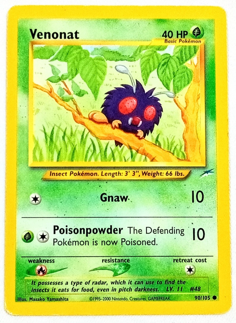 Venonat 90/105 Pokemon Trading Card 1995 2000 Nintendo - Etsy