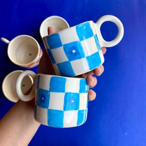 Handmade Ceramic Checkered Mug - Etsy