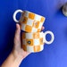 Handmade Ceramic Checkered Mug - Etsy