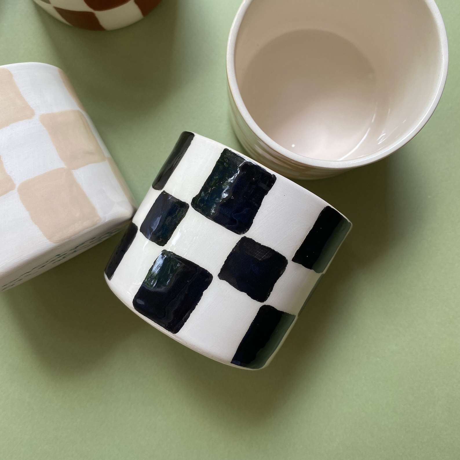Handmade Ceramic Checkered Mug - Etsy