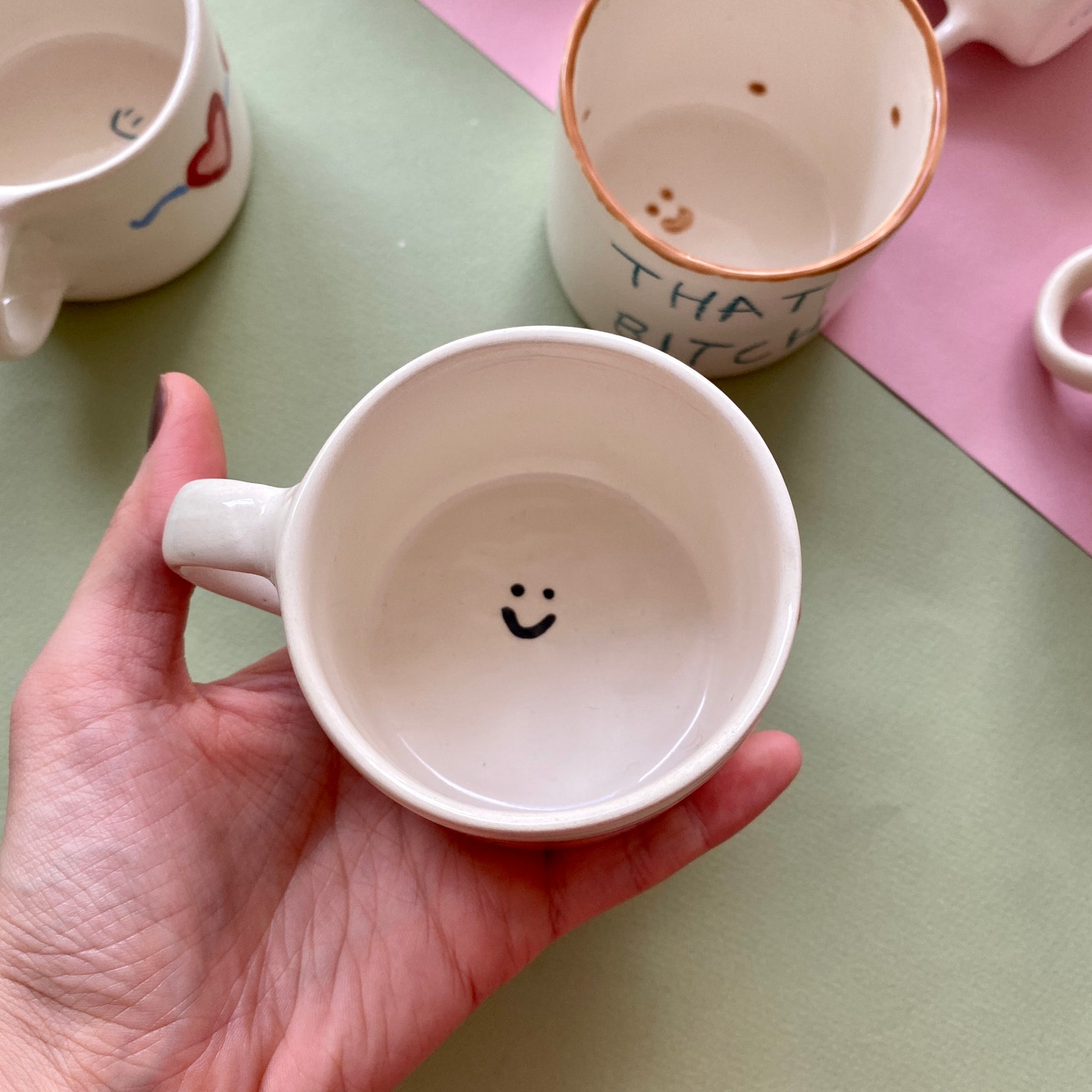 Handmade Ceramic Smiley Mug With Handle - Etsy