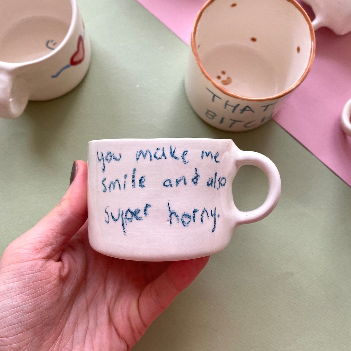 Handmade Ceramic Smiley Mug With Handle - Etsy UK
