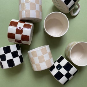 Handmade Ceramic Checkered Mug - Etsy