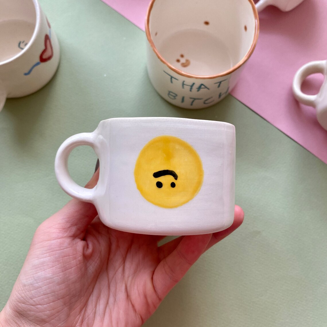 Handmade Ceramic Smiley Mug With Handle - Etsy