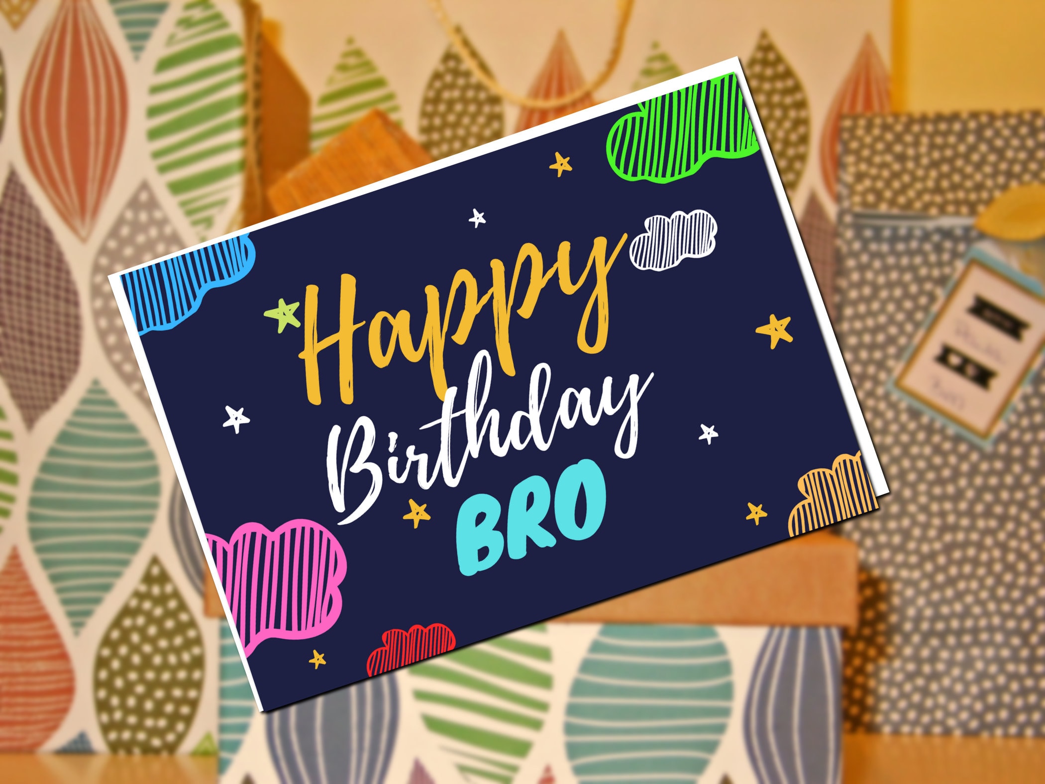 Printable PNG and PDF Happy Birthday Bro Wish Digital Design | Etsy