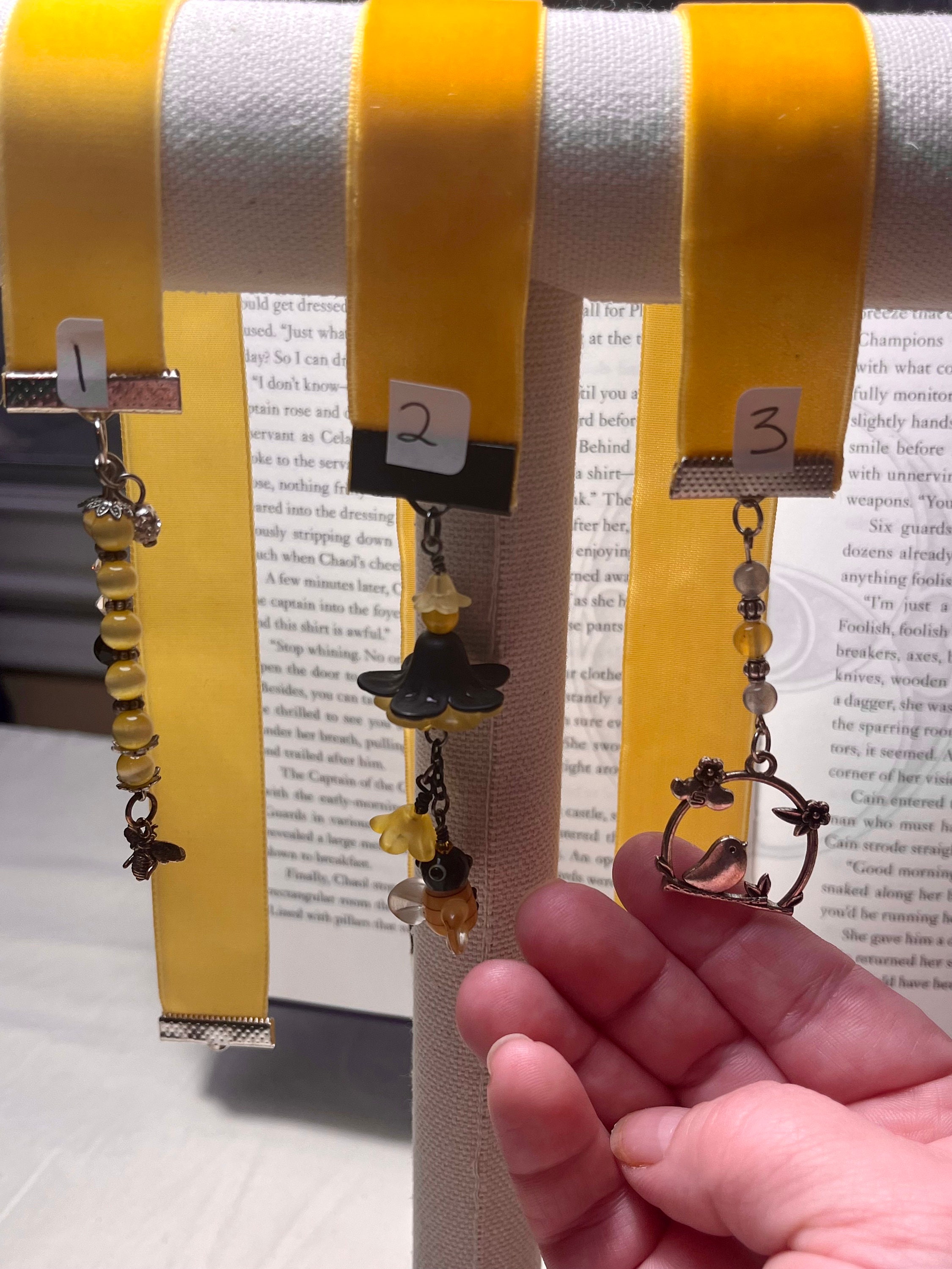 Handmade Ribbon Beaded Bookmark/birds & Bees/ Whimsical - Etsy