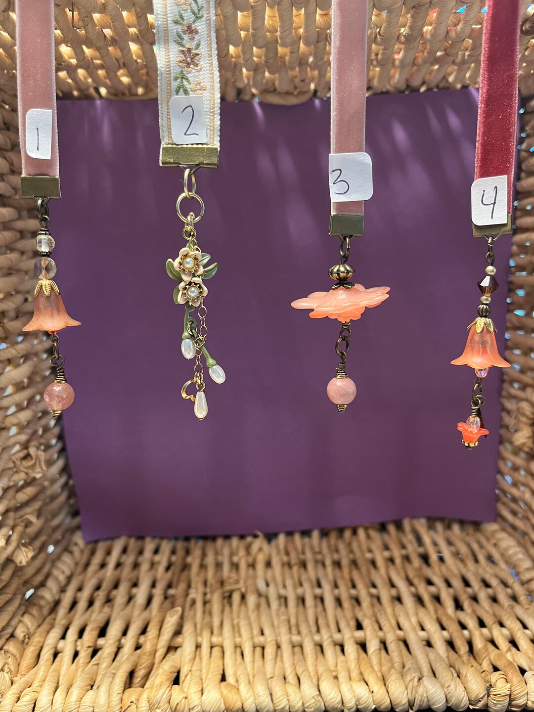 Mauve and Peach Handmade Beaded Bookmarks - Etsy