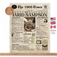 Back in 1966 Newspaper Facts Poster, 60th Birthday Gift (digital ...