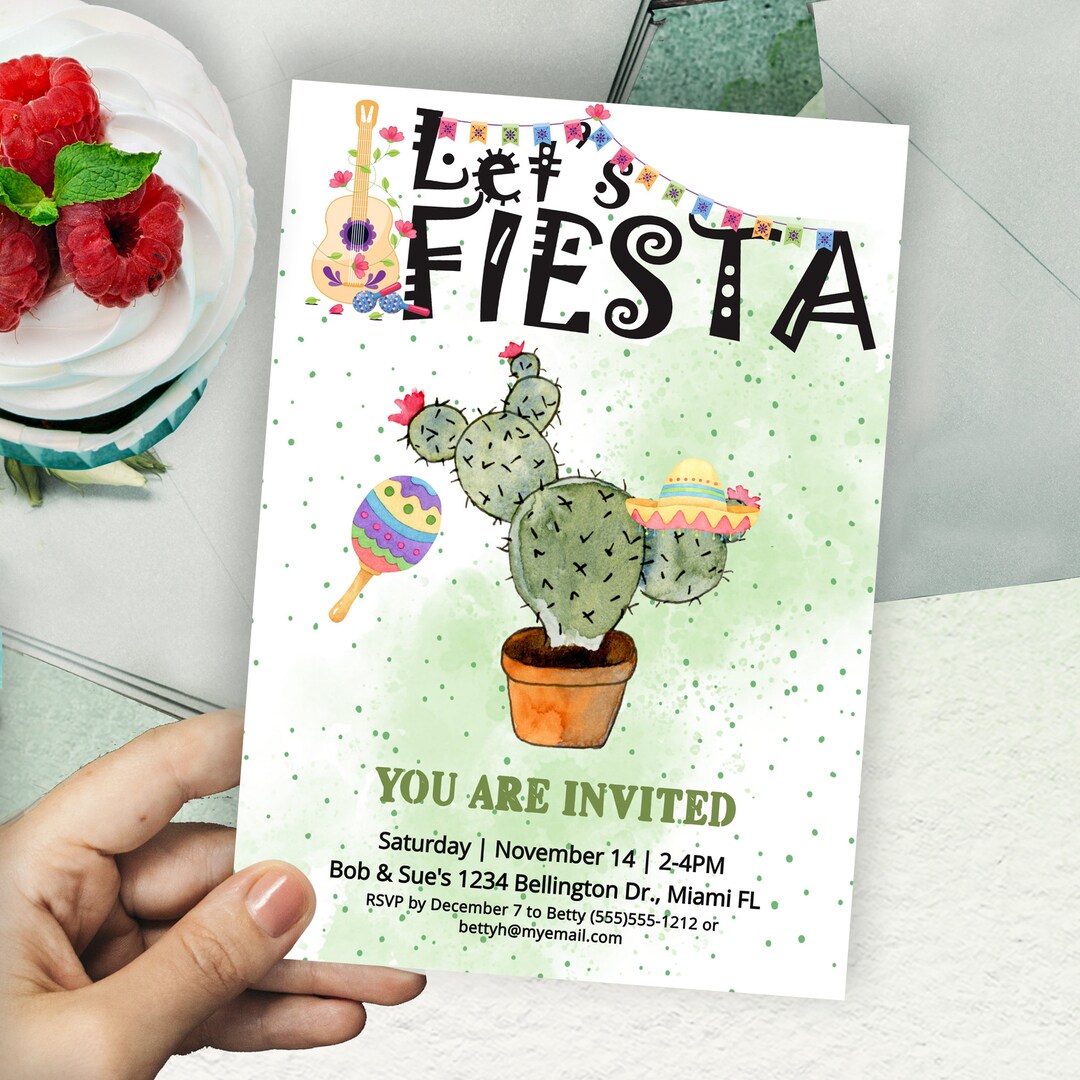 Mexican Fiesta Invitation. Taco Party | Mexican Theme Party. Editable ...
