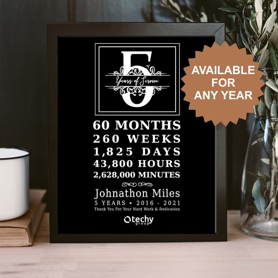 5 Years Work Anniversary 5 Years of Service Award Employee - Etsy