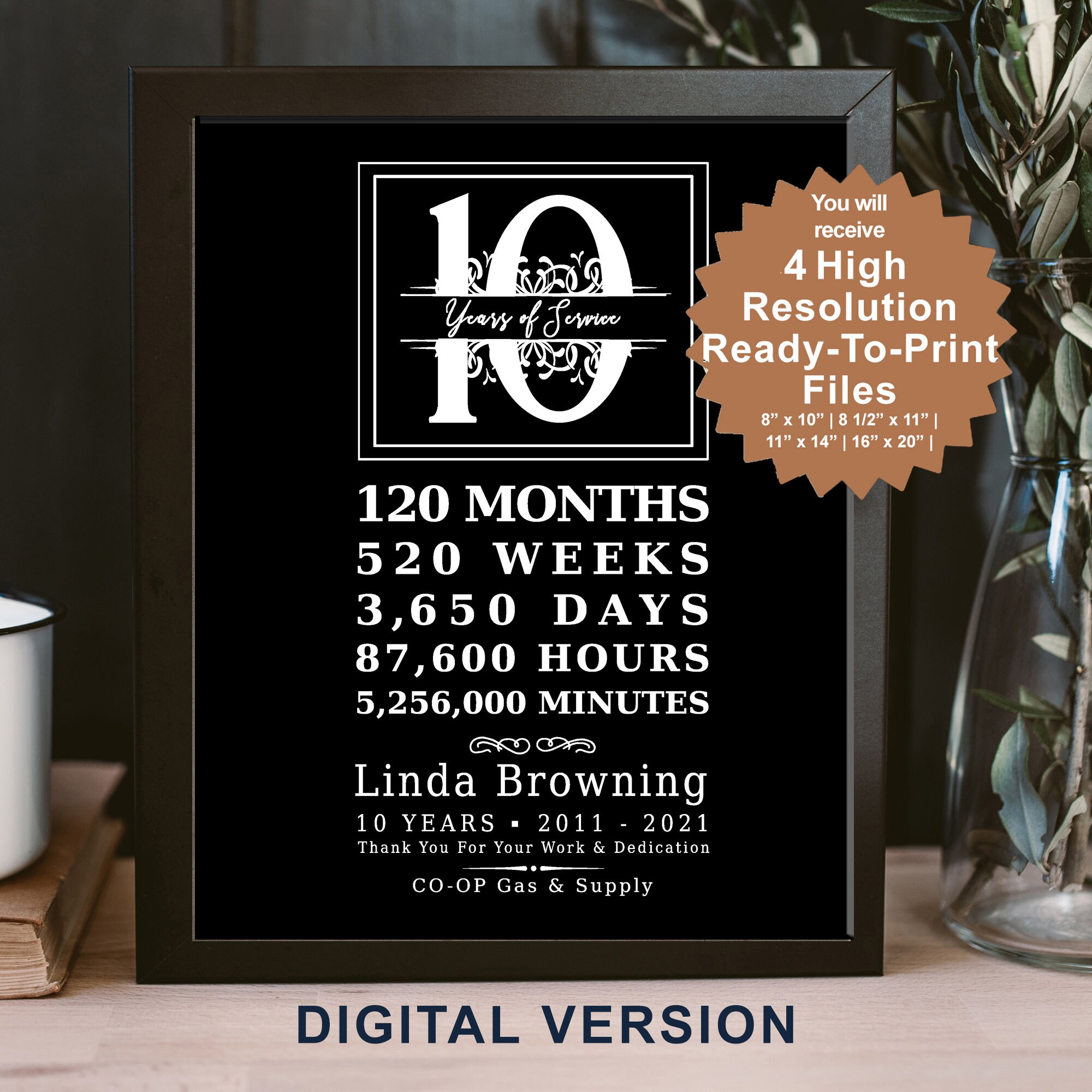 10 Years Work Anniversary 10 Years of Service Award | Etsy Canada