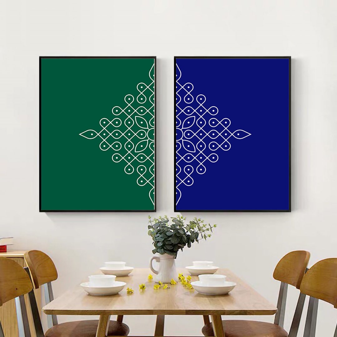 Kolam Designs for Home Half Kolam Muggu Wall Art Custom Color Indian ...